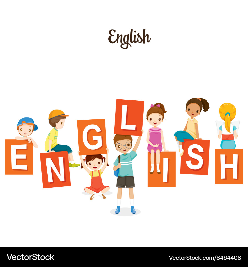 Children with english alphabets Royalty Free Vector Image