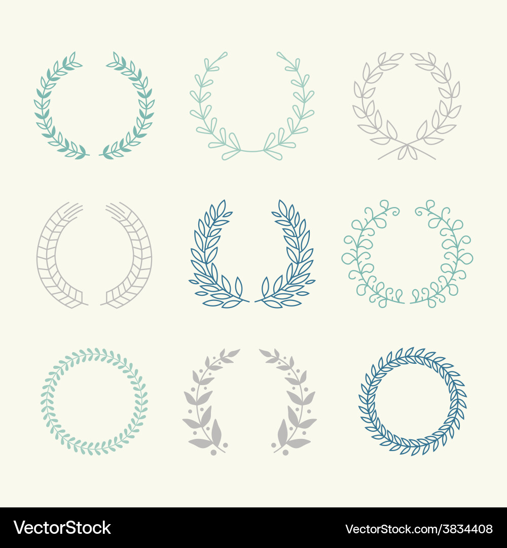 Collection of laurels floral elements Royalty Free Vector