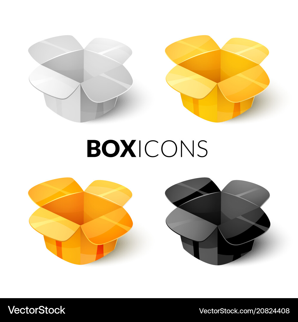 Empty cardboard packaging open box icon Royalty Free Vector