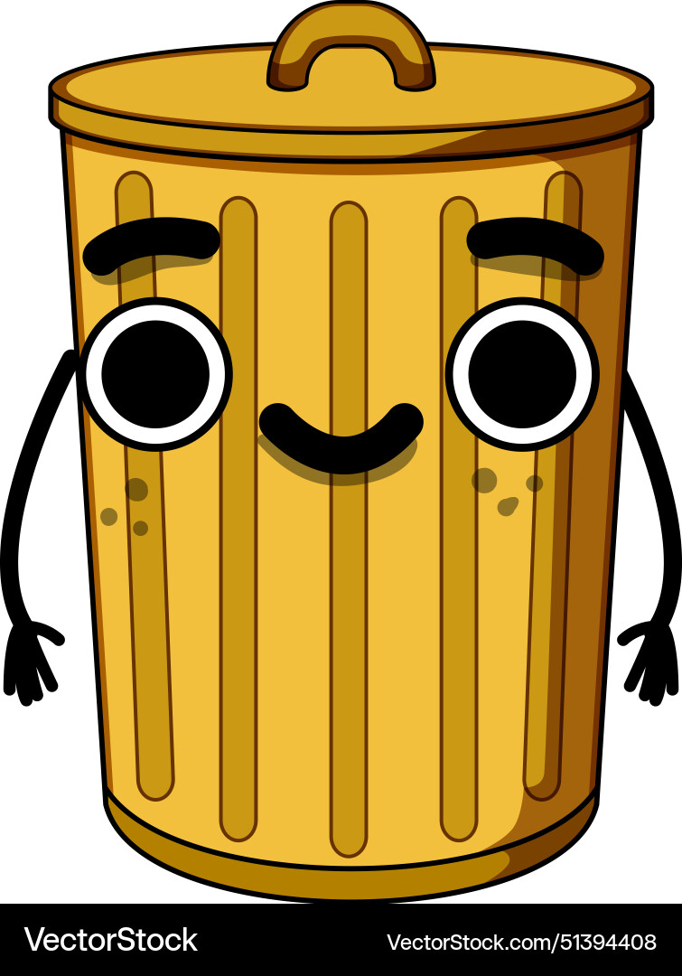 Garbage trash bin character cartoon Royalty Free Vector