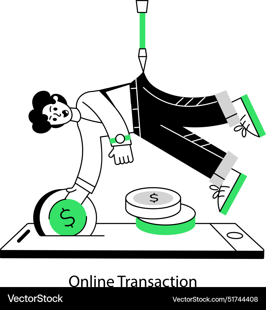 Line style mini of online transaction Royalty Free Vector