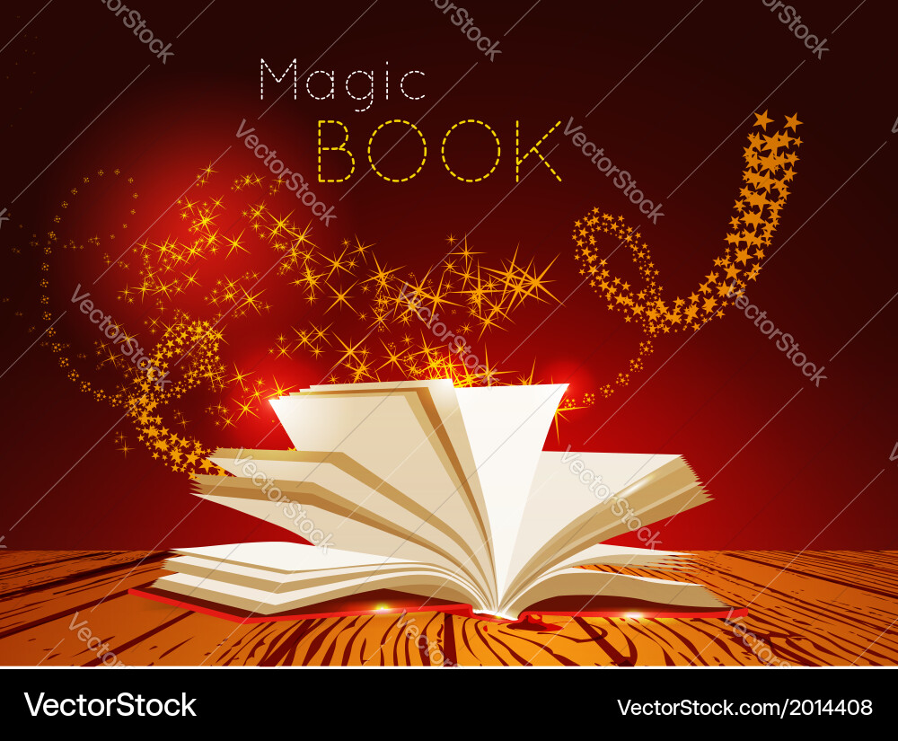 Magic Open Book with Glowing Light Royalty Free Vector Image