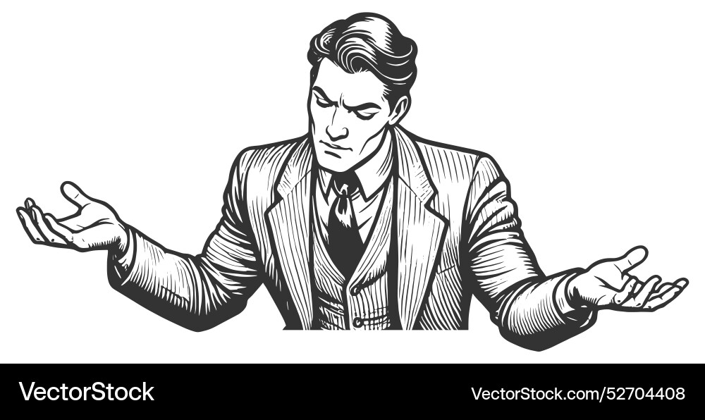 Man in a puzzled or questioning pose Royalty Free Vector