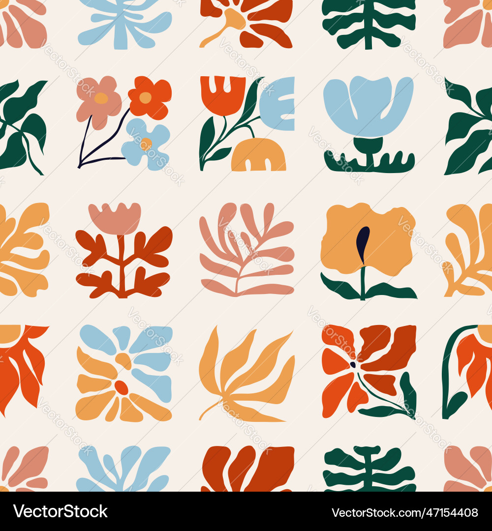 Modernist Floral Tile Pattern Royalty Free Vector Image