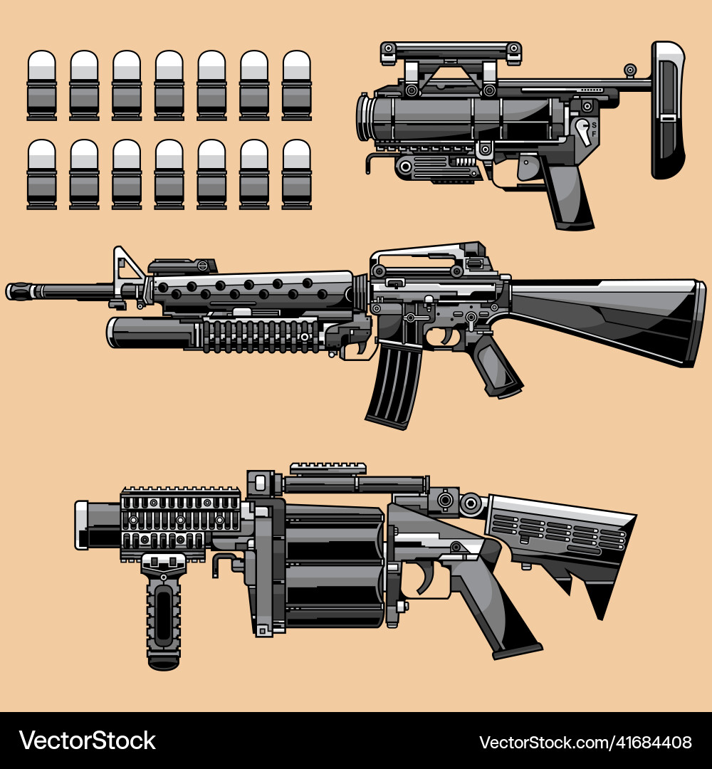 Set grenade launcher Royalty Free Vector Image