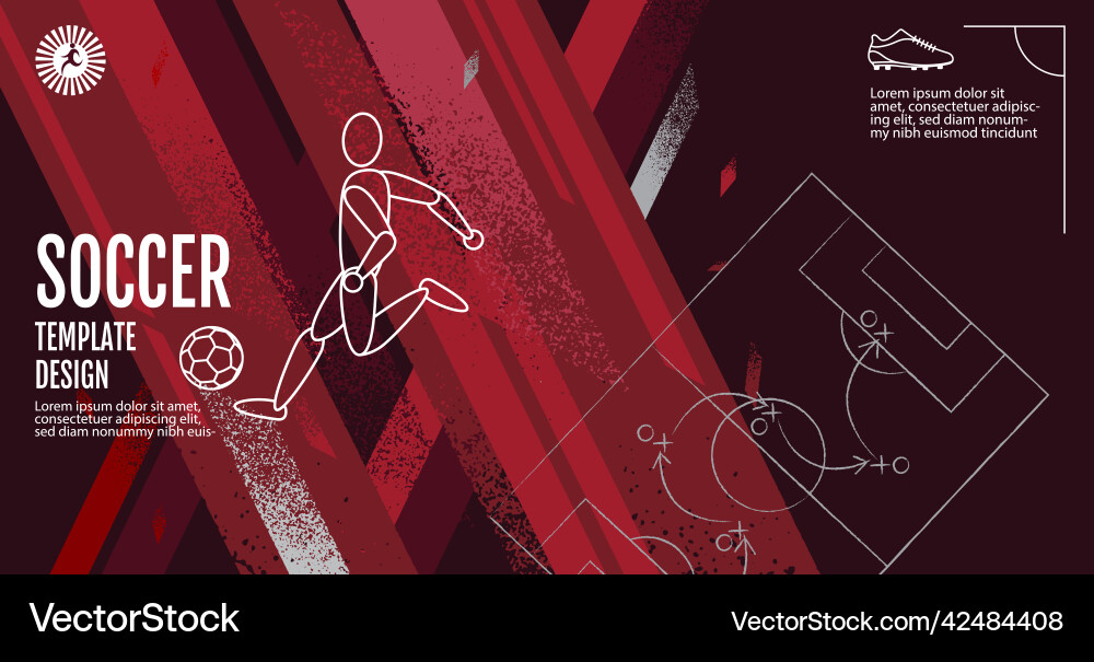 Soccer layout template design football red Vector Image