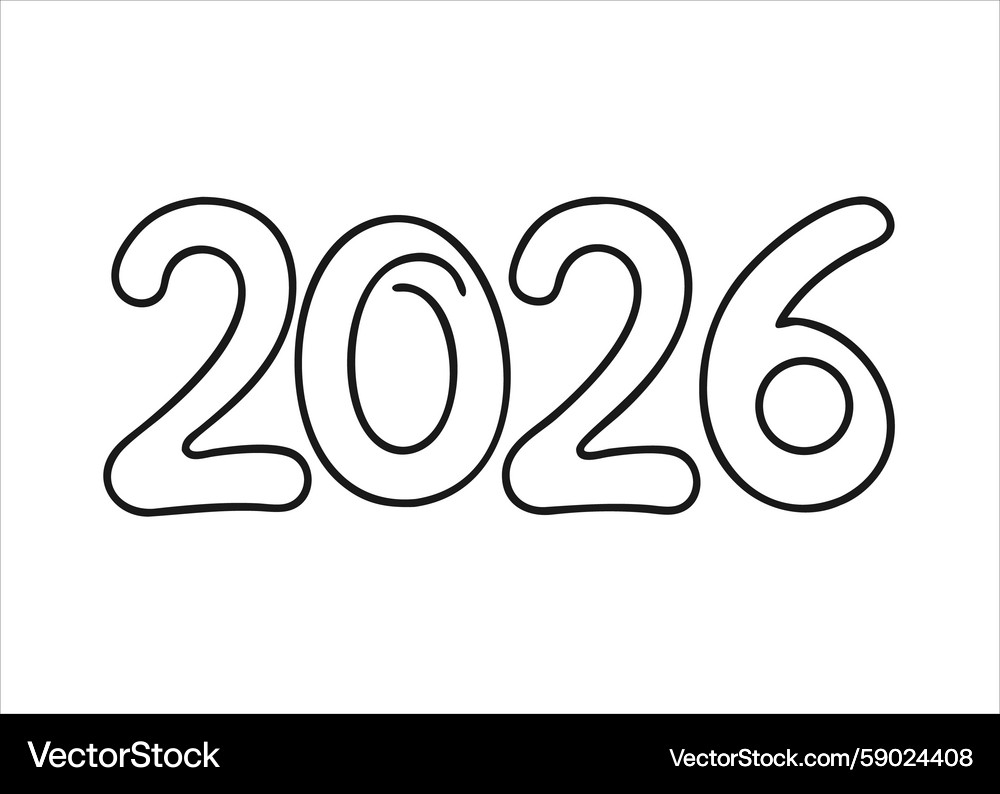 Year 2026 Number Outline Royalty Free Vector Image