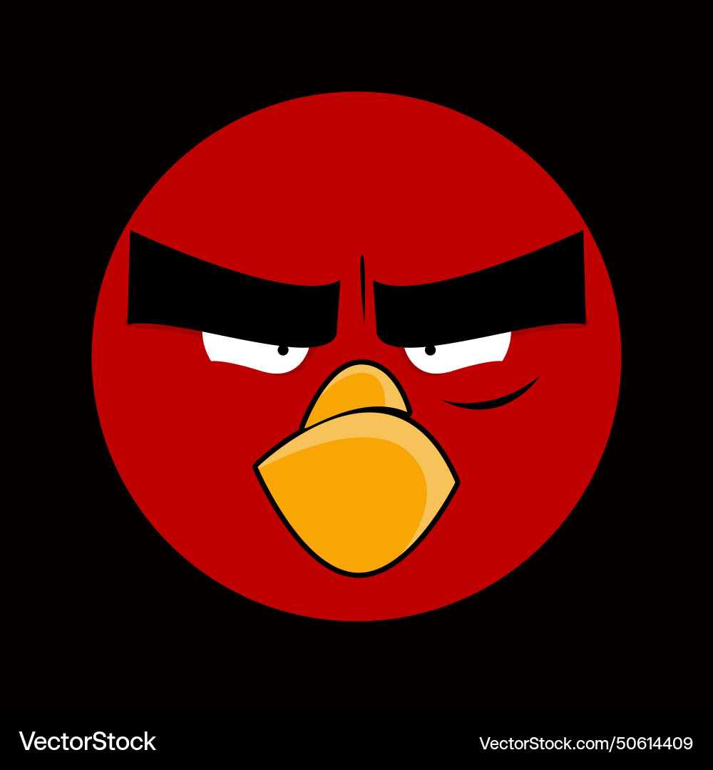 Angry bird with red face and yellow beak Vector Image