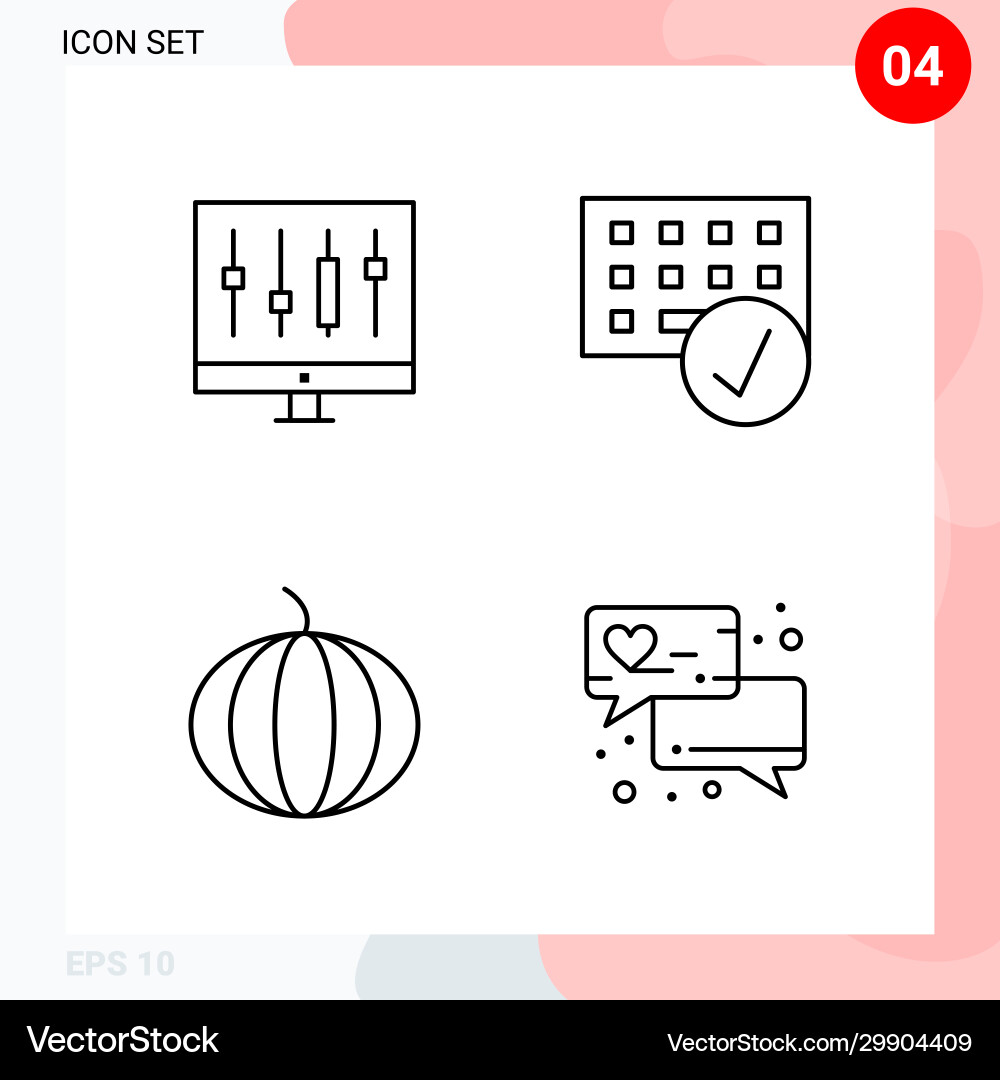 Pack 4 icons in line style creative outline Vector Image