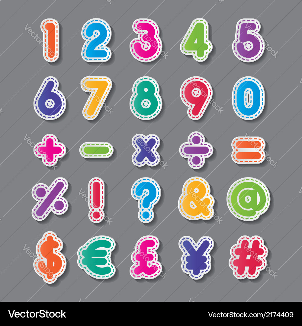 Paper numbers and symbols Royalty Free Vector Image