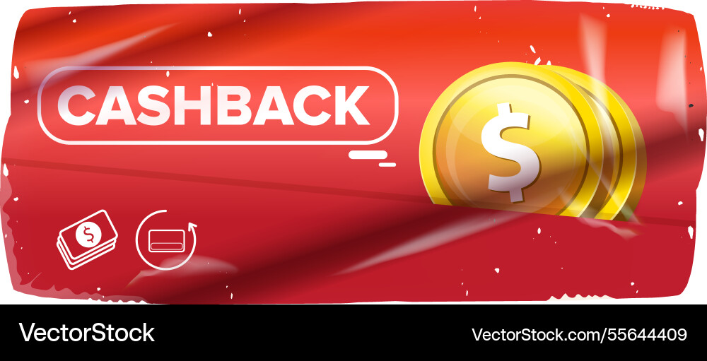 Red cash back icon and sticker isolated Royalty Free Vector
