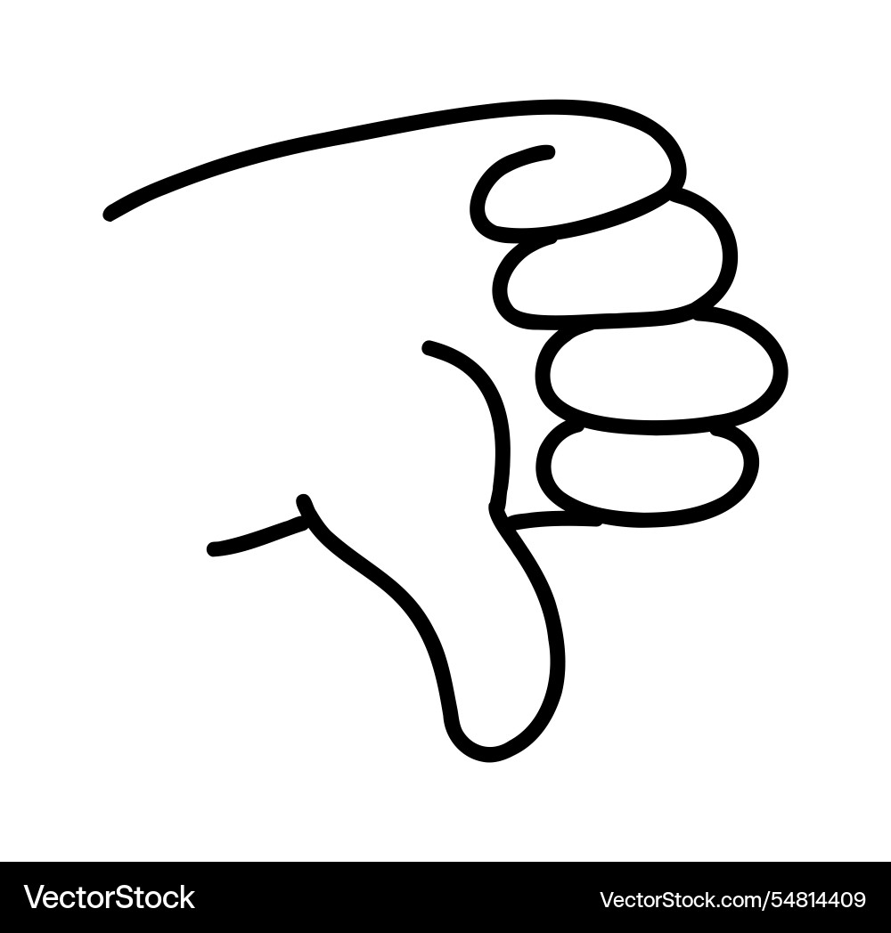 Thumb down hand gesture doodle style Royalty Free Vector