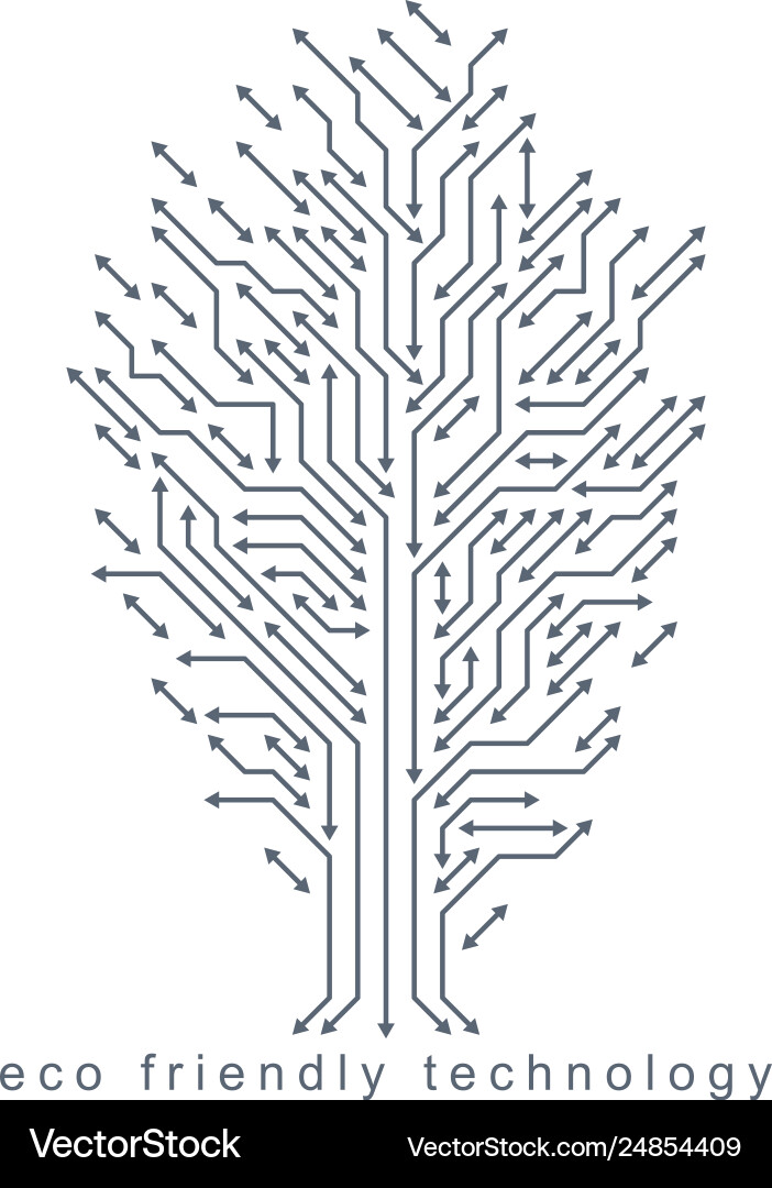 Tree created with wireframe and lines connected Vector Image