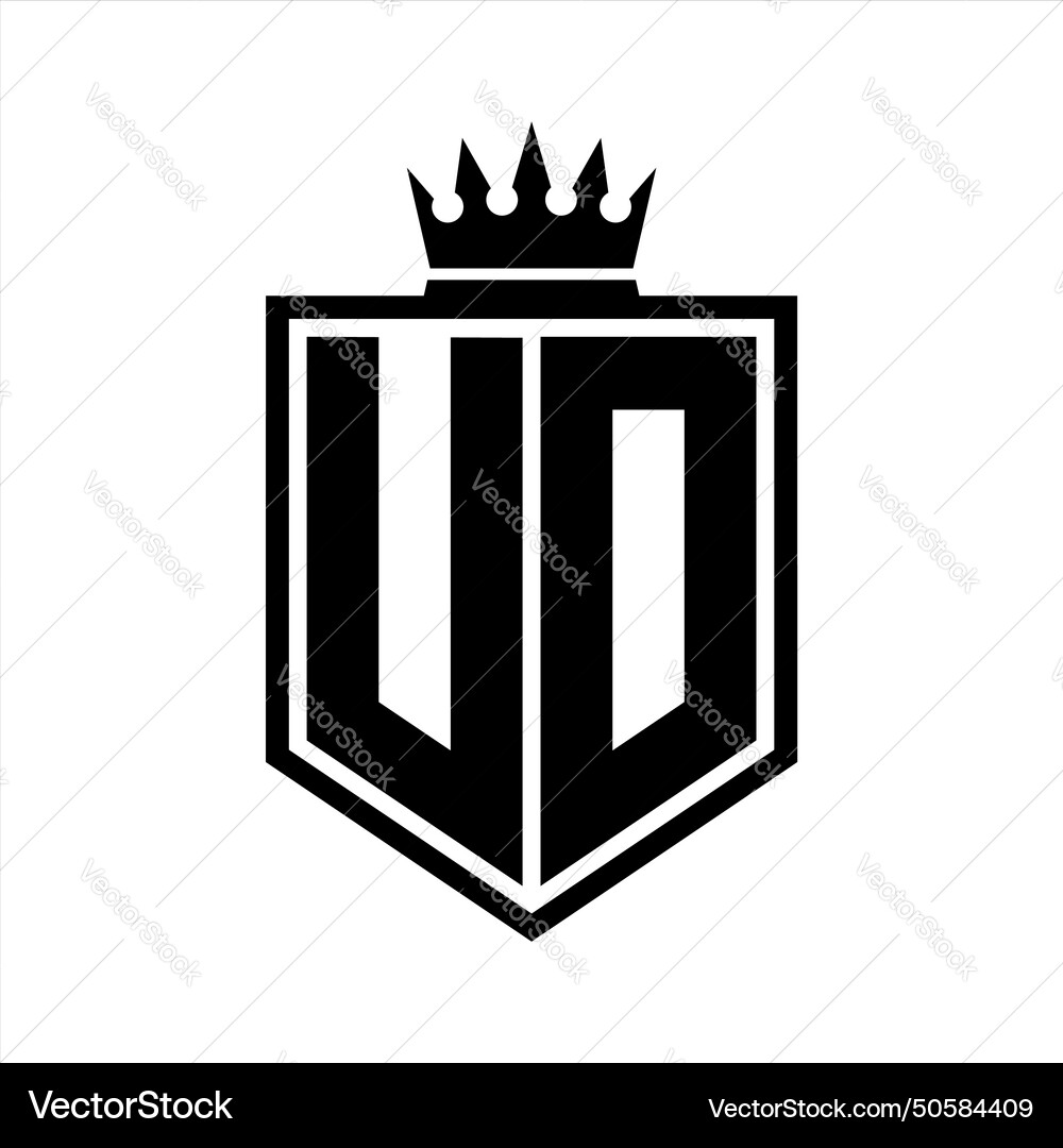 Ud logo monogram bold shield geometric shape Vector Image