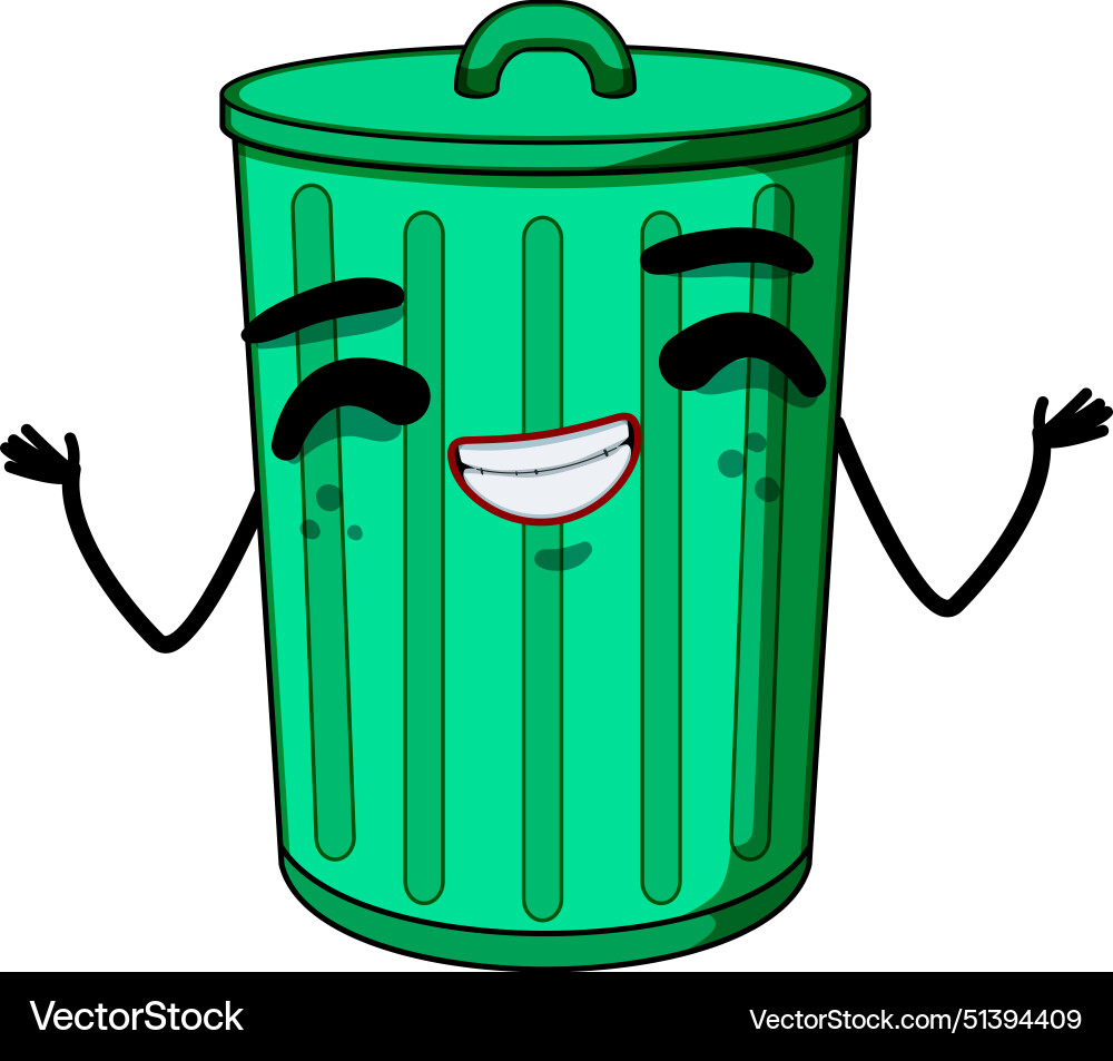 Waste trash bin character cartoon Royalty Free Vector Image