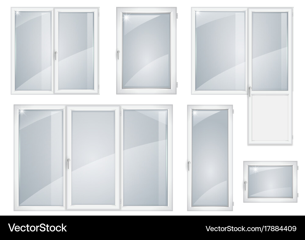 White Plastic Windows Collection Royalty Free Vector Image