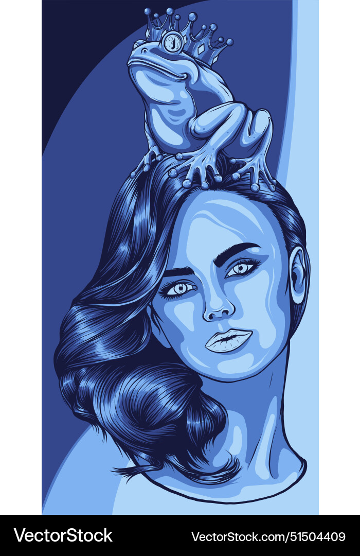 Young woman with a frog Royalty Free Vector Image