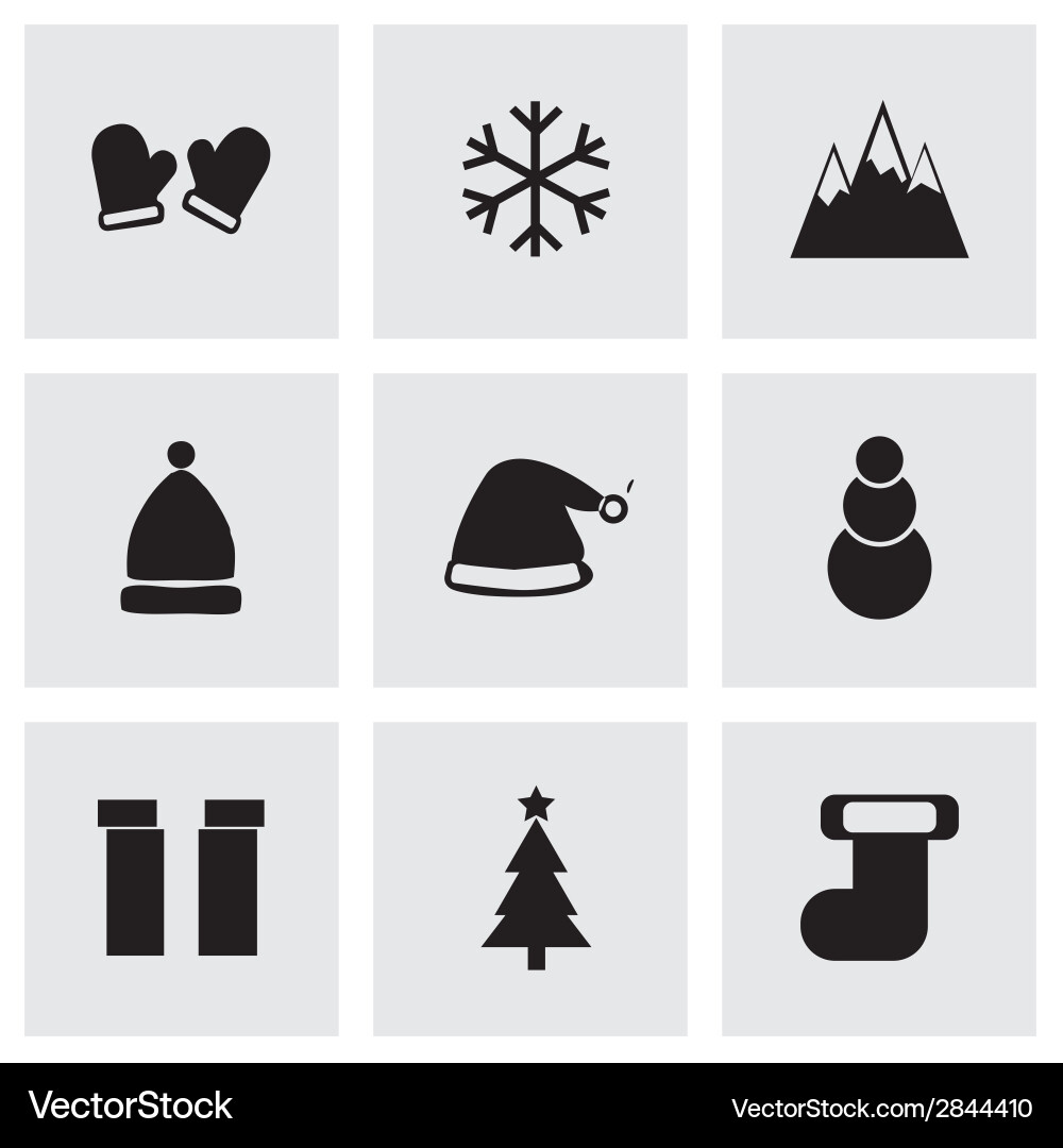 Black winter icons set Royalty Free Vector Image
