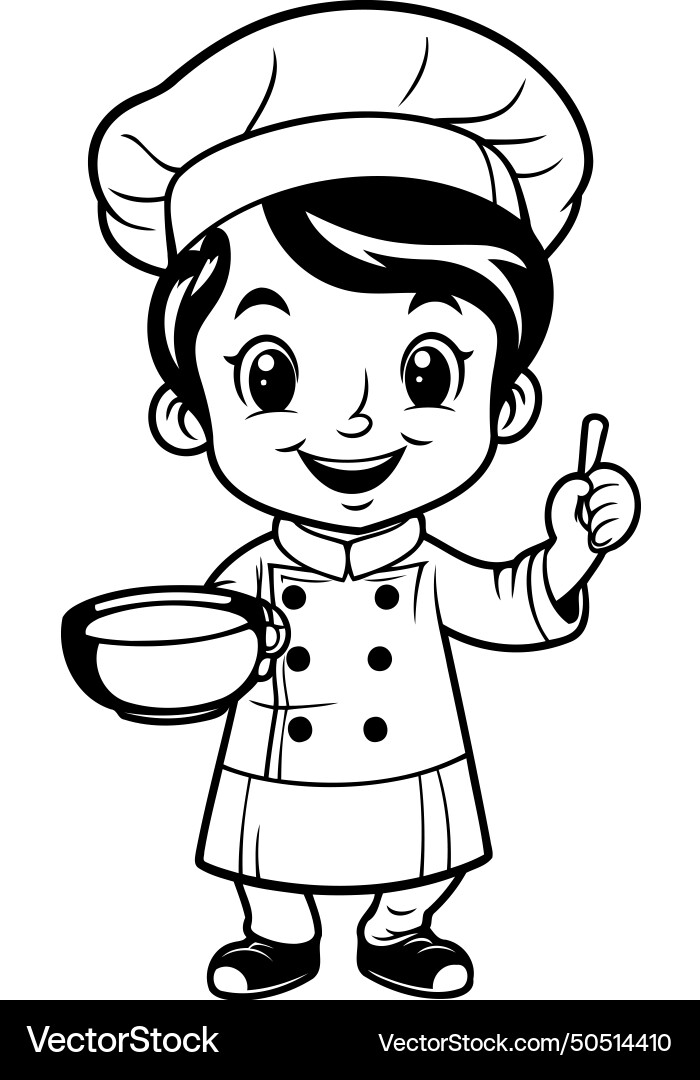 Chef boy cartoon mascot isolated on white Vector Image