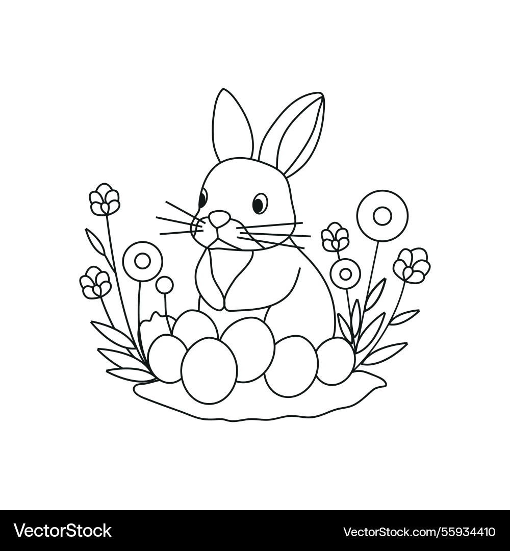 Cute bunny embroidery pattern easter rabbit hand Vector Image