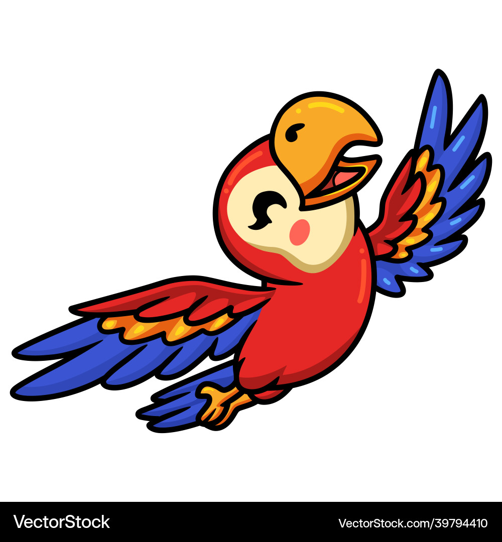 Cute little parrot cartoon flying Royalty Free Vector Image