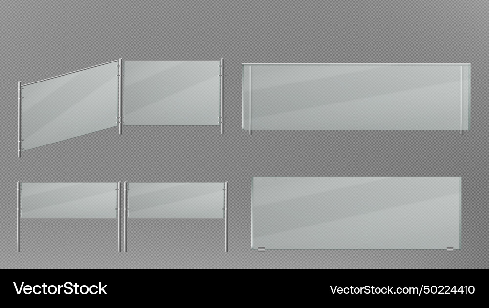 Glass handrails set on transparent background Vector Image