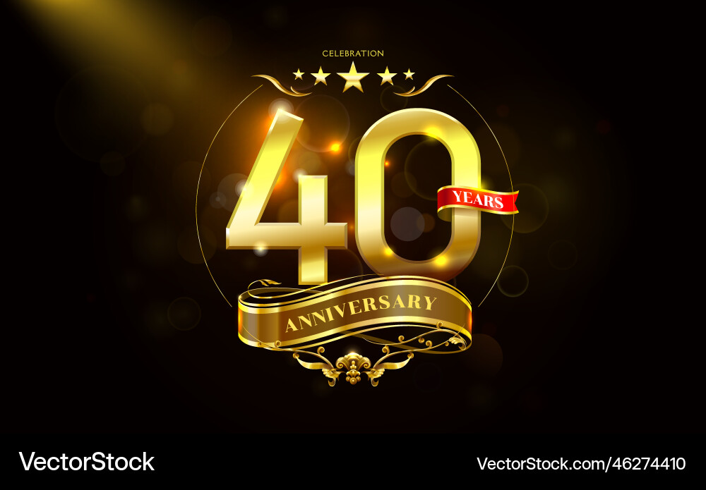 Golden 40th Anniversary Celebration Royalty Free Vector