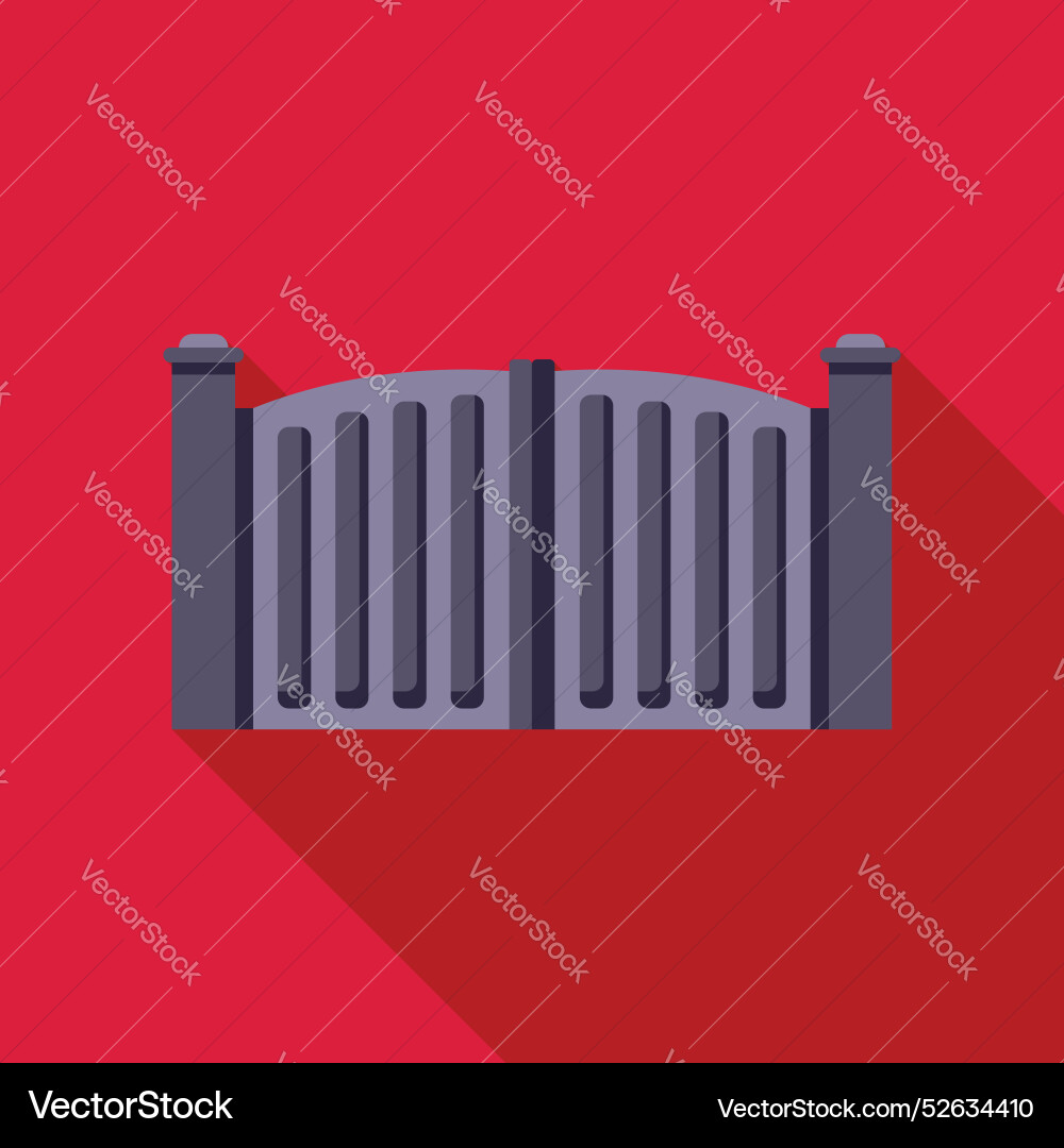 Large automatic sliding gate closing on red Vector Image