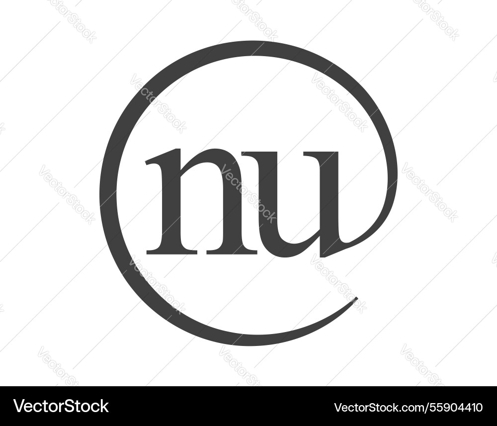 Nu logo from two letter with circle shape email Vector Image