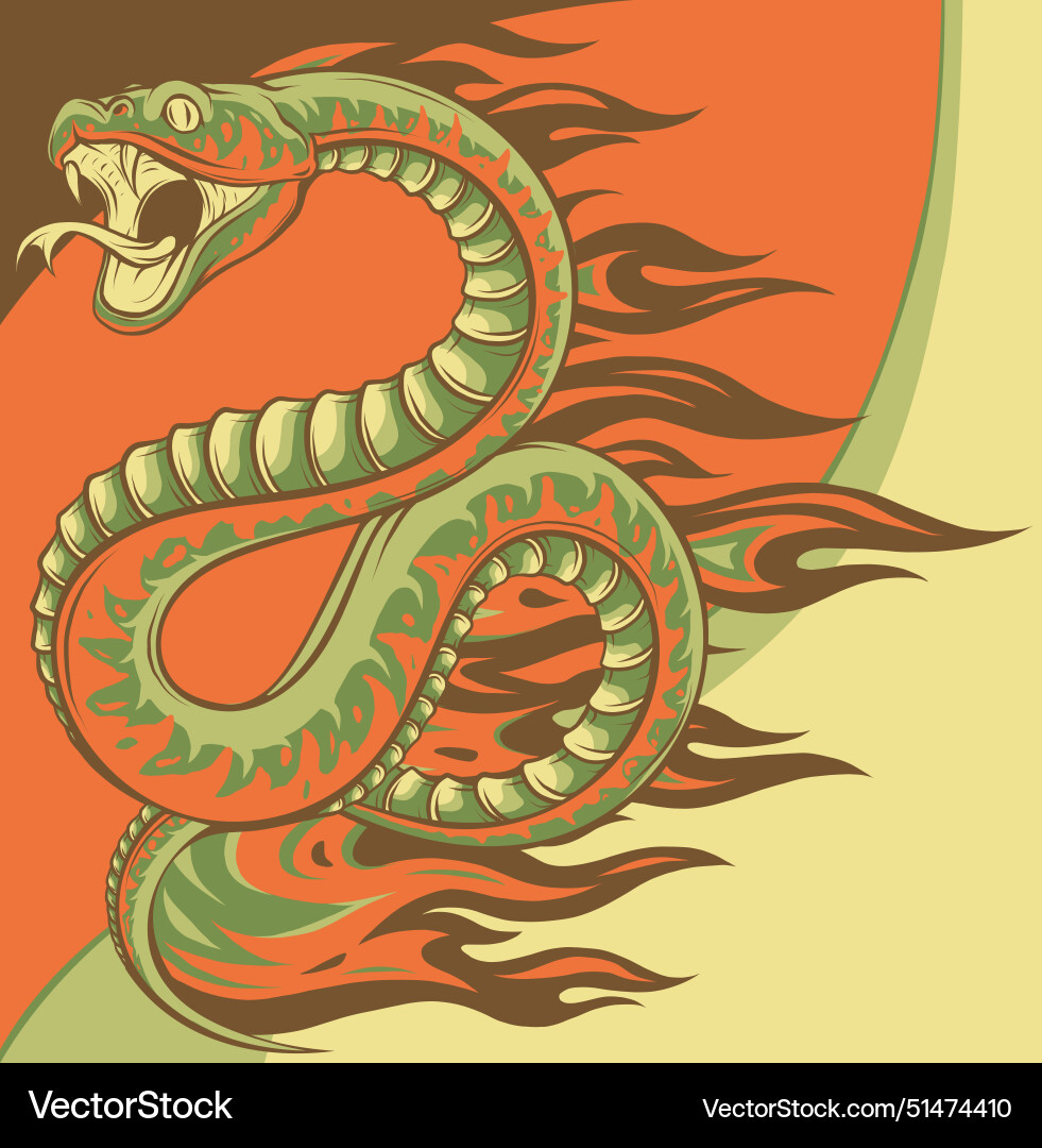 Viper snake with flame Royalty Free Vector Image