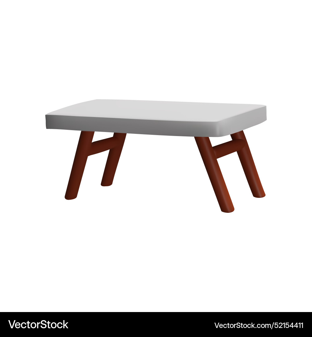 A 3d rectangular folding table with wooden legs Vector Image