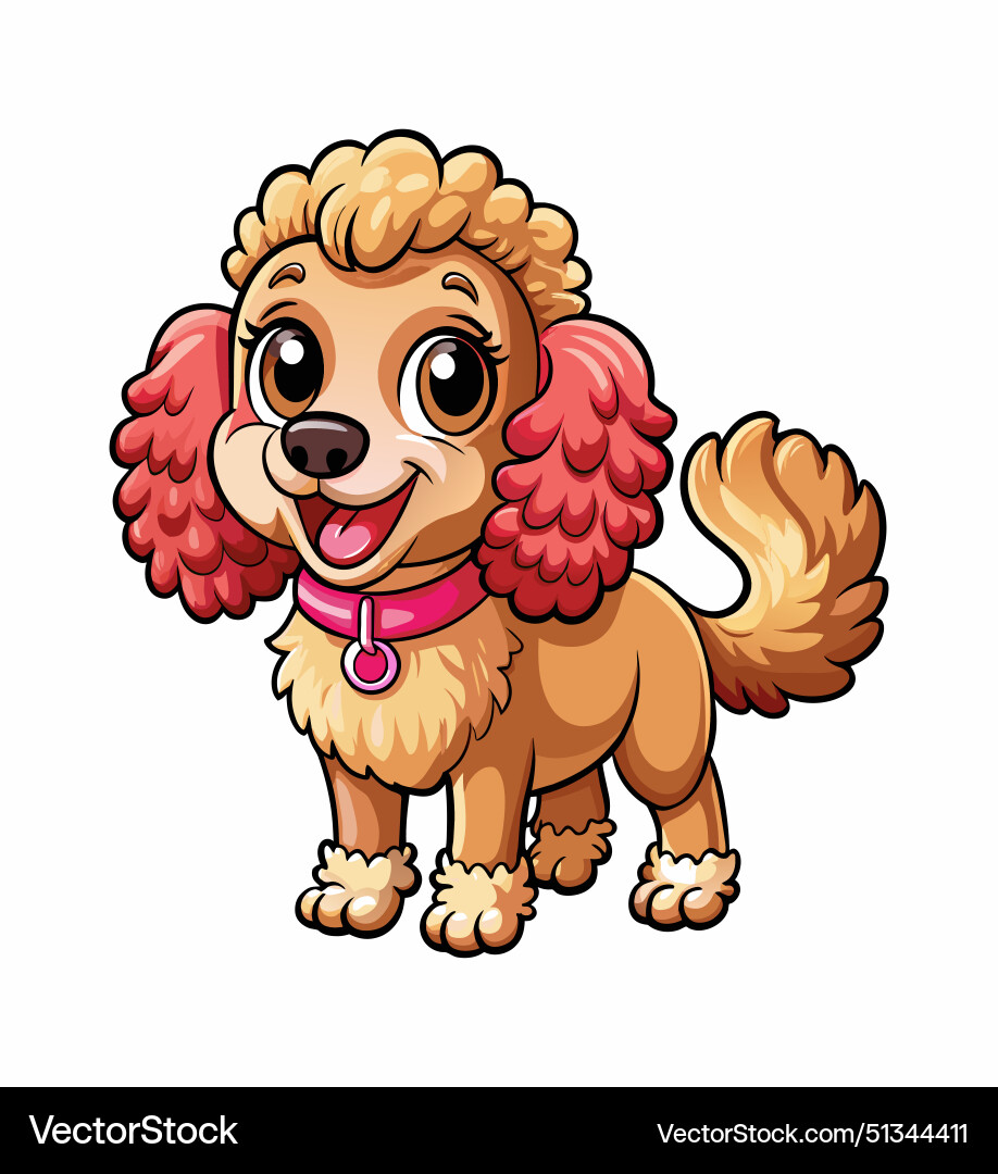 A cute smiling cartoon poodle Royalty Free Vector Image