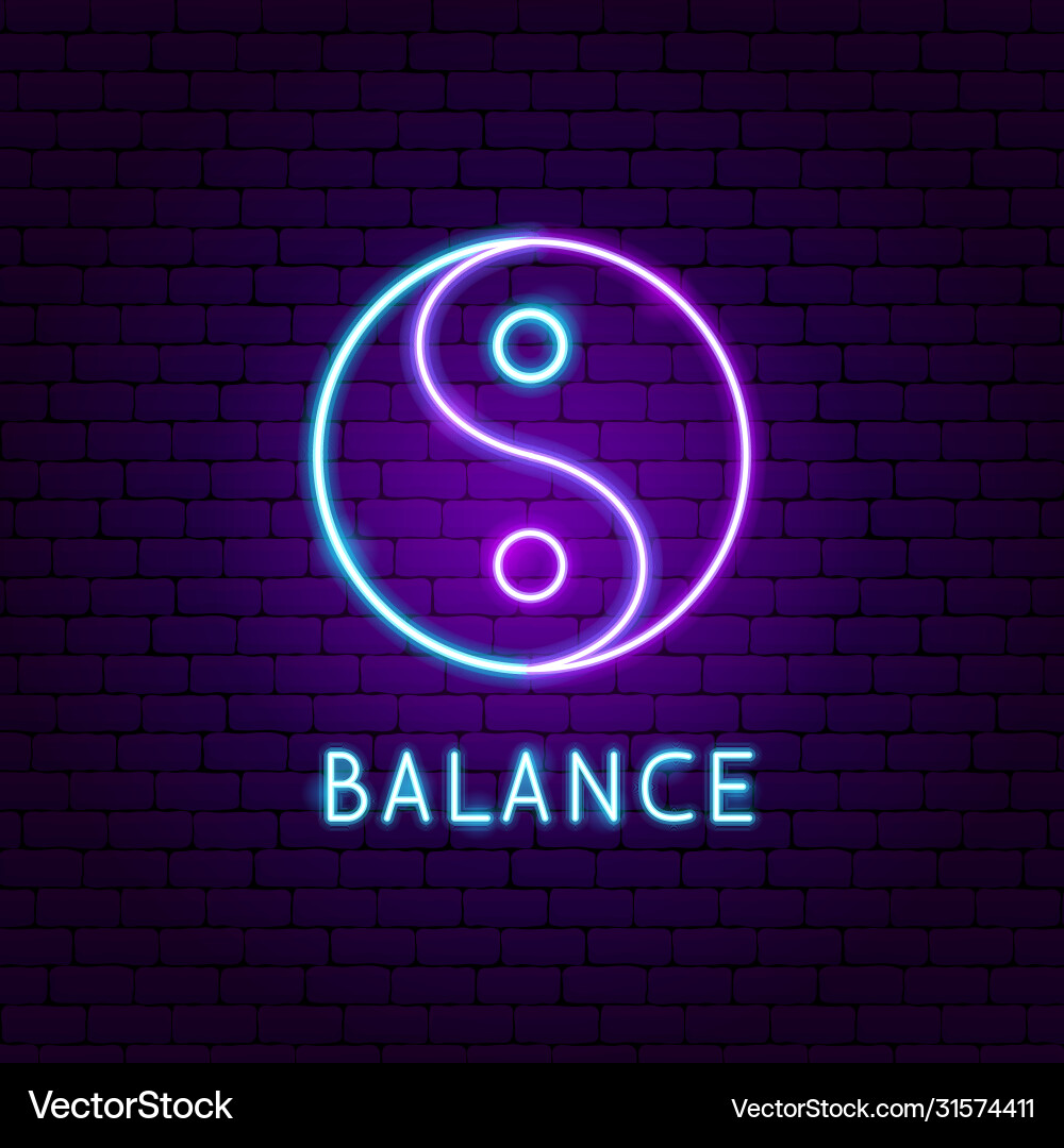 Balance neon label Royalty Free Vector Image - VectorStock