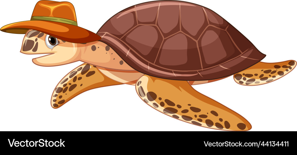 Cute turtle cartoon character wearing summer hat Vector Image