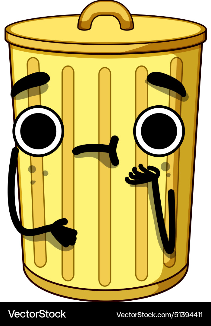 Happy trash bin character cartoon Royalty Free Vector Image