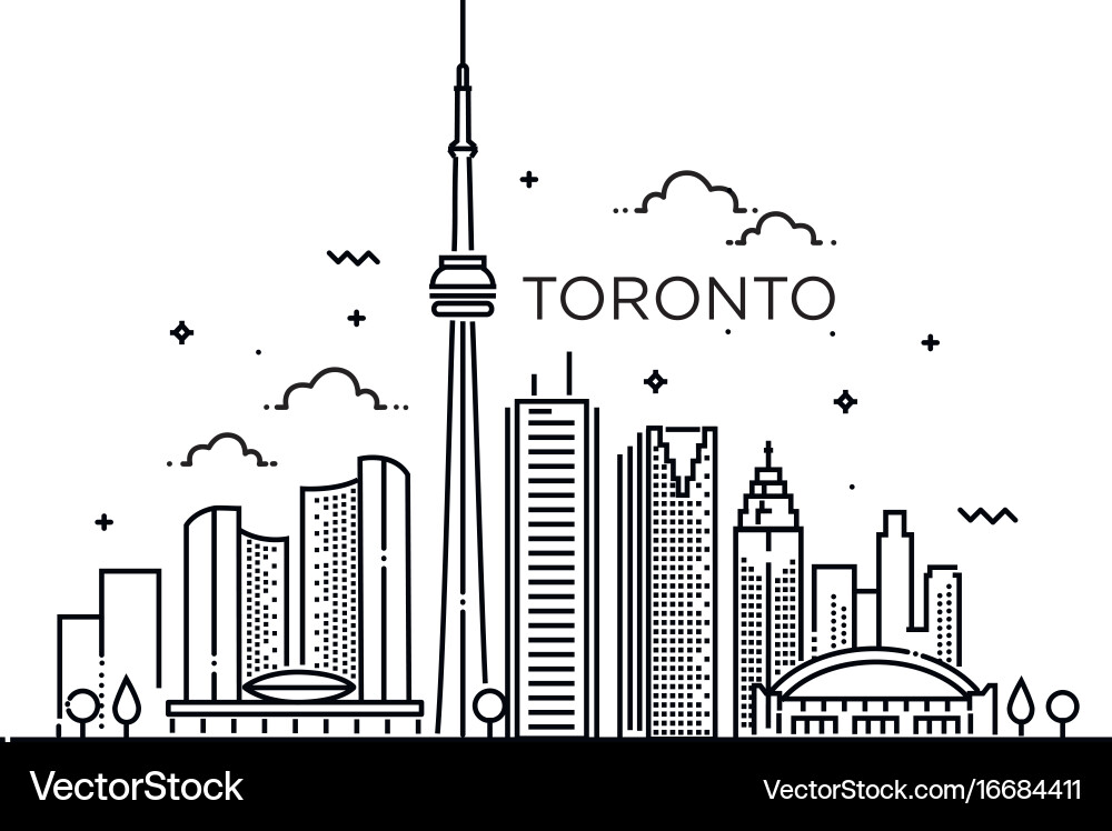 Linear banner of toronto line art Royalty Free Vector Image