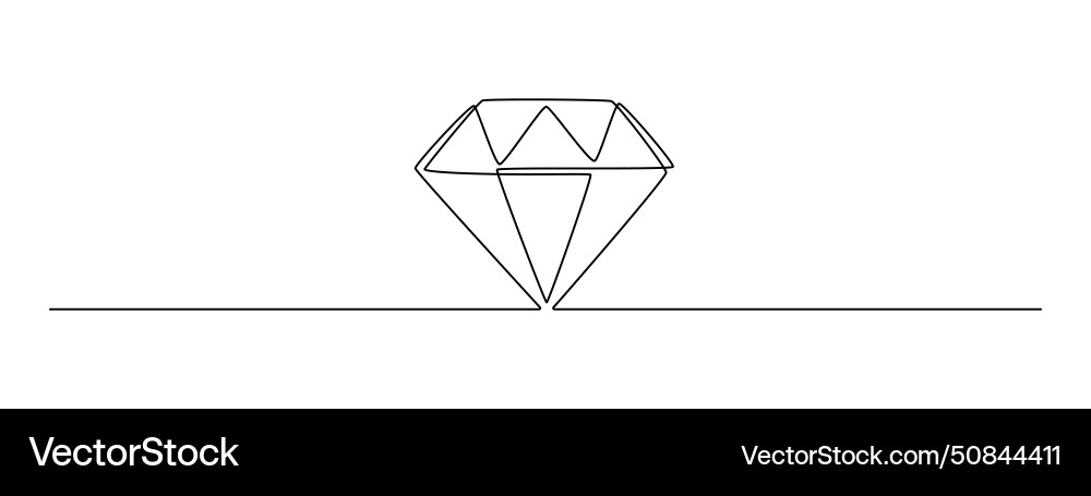 One continuous line drawing of diamond crystal Vector Image