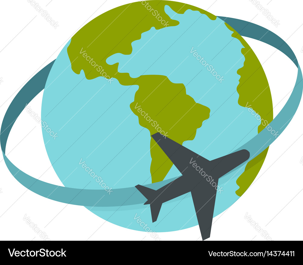 Plane Around the World Icon Royalty Free Vector Image