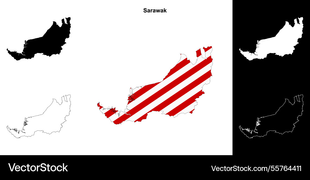 Sarawak outline map Royalty Free Vector Image - VectorStock