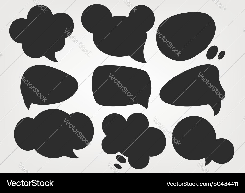 Speech bubbles silhouette sets Royalty Free Vector Image