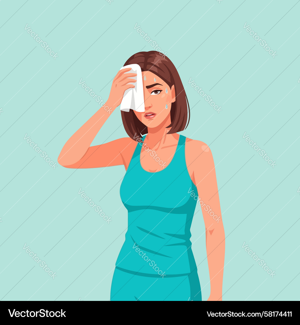 Woman Wiping Sweat After Workout Royalty Free Vector Image