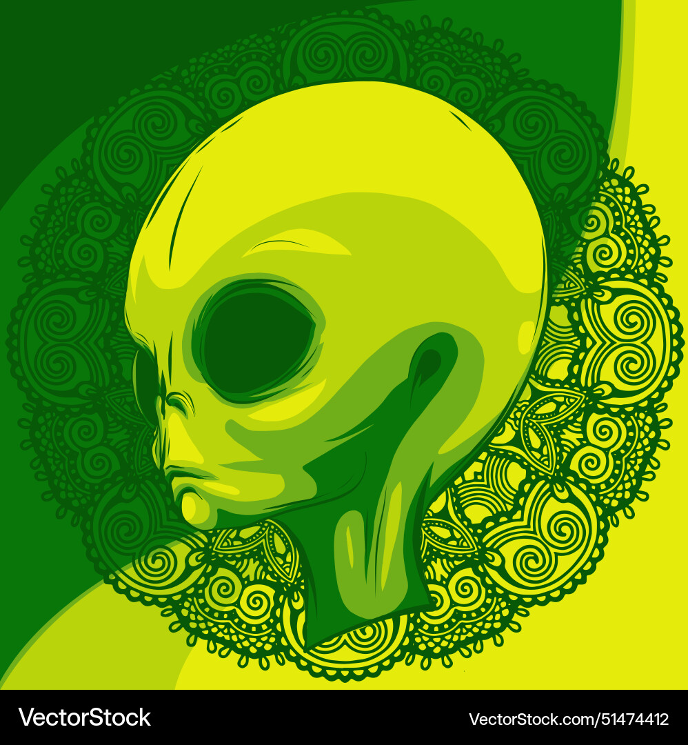Face alien with mandala Royalty Free Vector Image