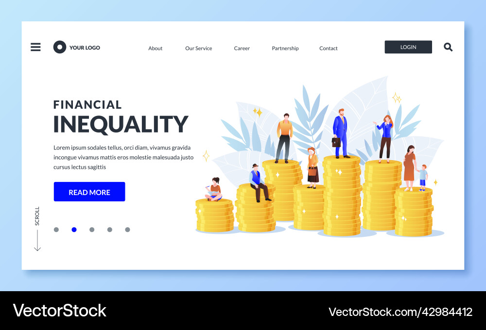 Financial inequality and difference in salary Vector Image