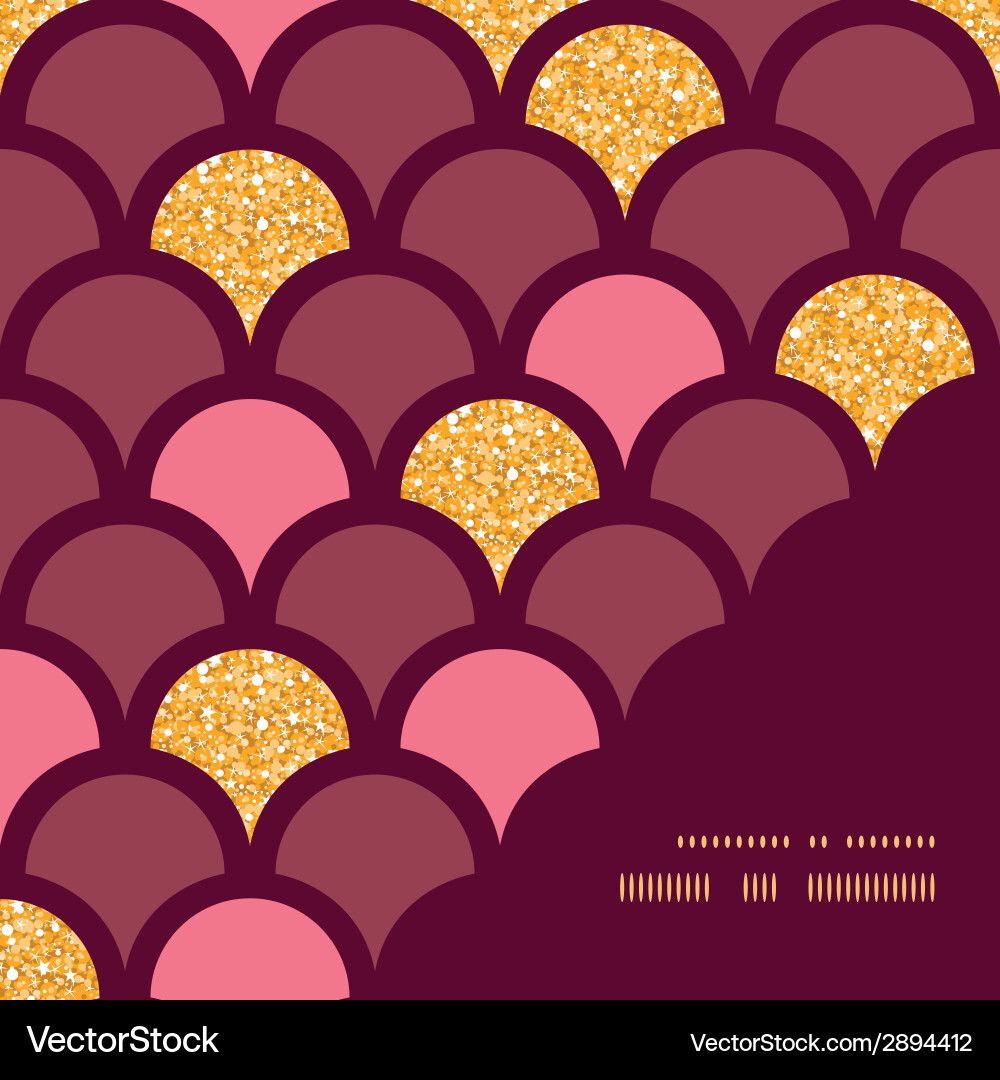 Gold glitter fish scale frame corner pattern Vector Image