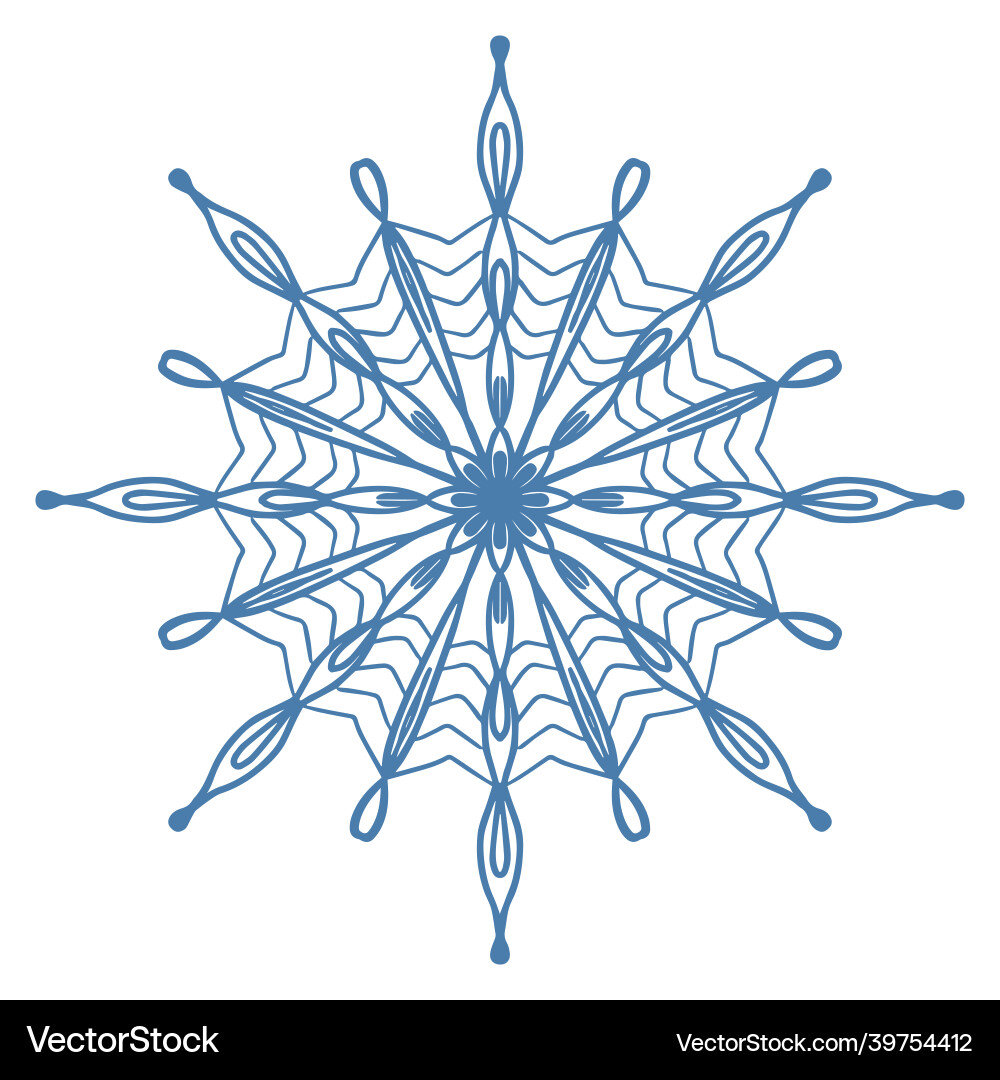 Hand drawn blue snowflake icon isolated on white Vector Image