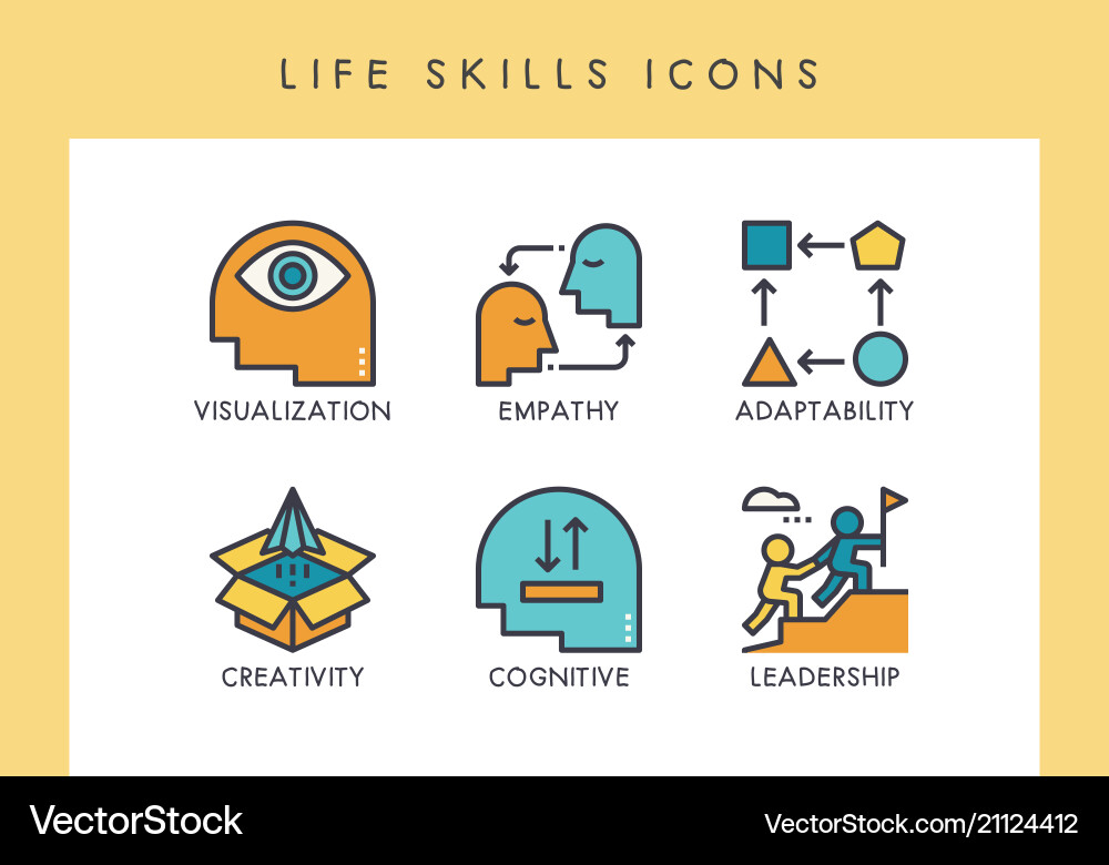 Life skills icons Royalty Free Vector Image - VectorStock