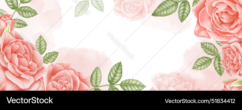 Rose flower template for banner floral frame with Vector Image
