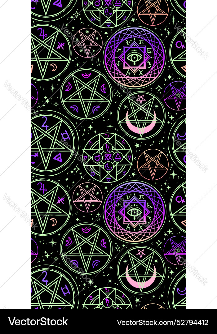 Seamless pattern of different mystical symbols Vector Image
