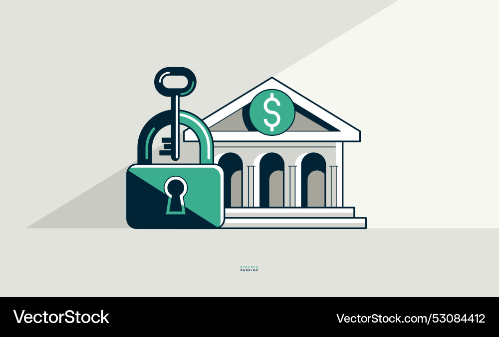 Secured banking concept poster bank building Vector Image