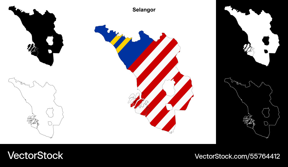 Selangor outline map Royalty Free Vector Image